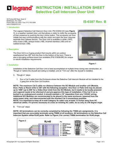Legrand Selective Call Intercom Door Unit - IC5002-xx Installation ...