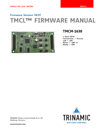 BLDC motor controller TMCM 1630 Firmware Manual | Manualzz