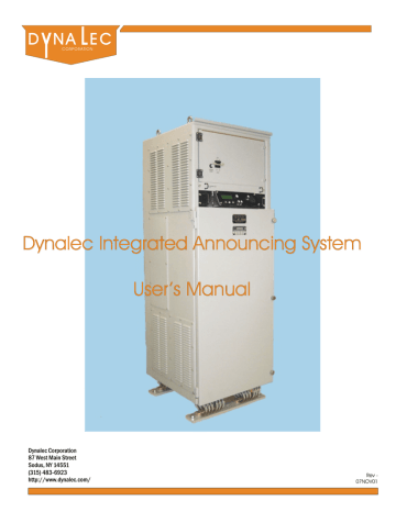Dynalec Integrated Announcing System User's Manual | Manualzz