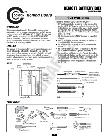 Cookson Remote Battery Box FDO 50-BATBOX-FDO User Manual | Manualzz