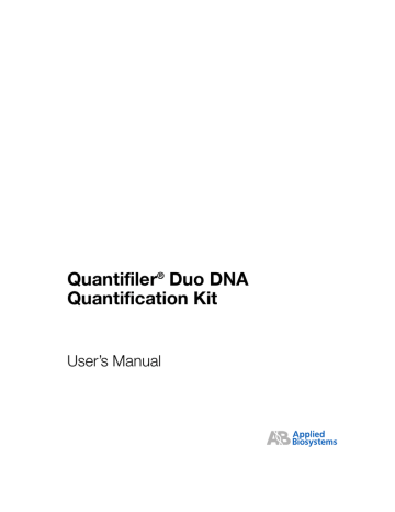 Quantifiler Duo DNA Quantification Kit 7500 User's Manual | Manualzz