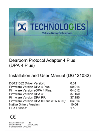 Dearborn Group DPA 4 Plus Installation and User Manual | Manualzz