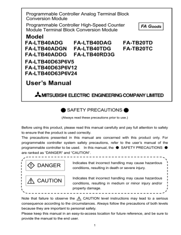 Mitsubishi Electric FA-LTB40DAG User manual | Manualzz