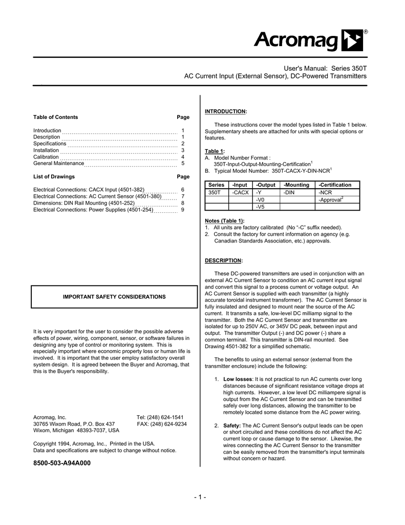 Acromag 350T-CACX User Manual | Manualzz