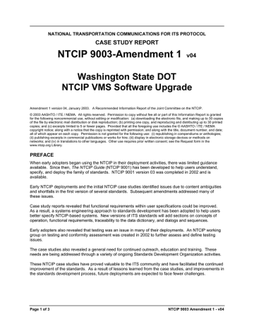 NTCIP 9003-Amendment 1 VMS Case Study Report | Manualzz
