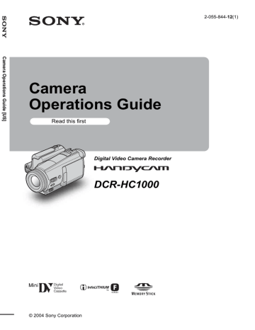 Sony DCR-HC1000 Operations Guide | Manualzz