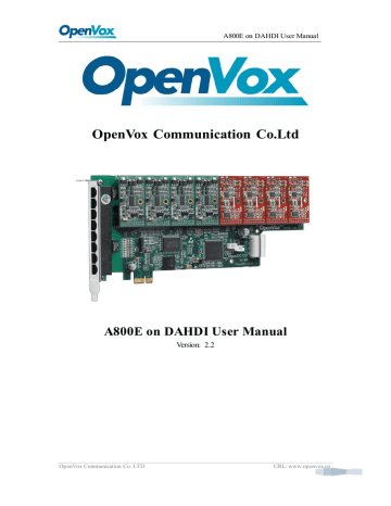 OpenVox A800E on DAHDI User Manual | Manualzz