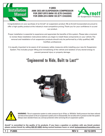 Arnott OES AMK Air Suspension Compressor Installation Manual | Manualzz