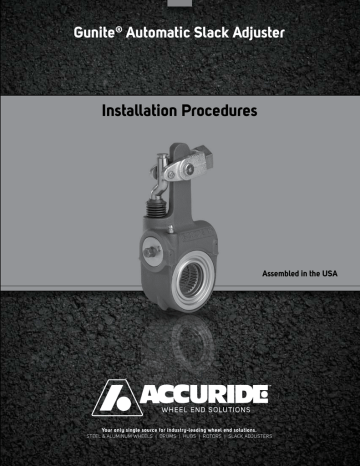 Accuride Gunite Series Installation Procedures | Manualzz