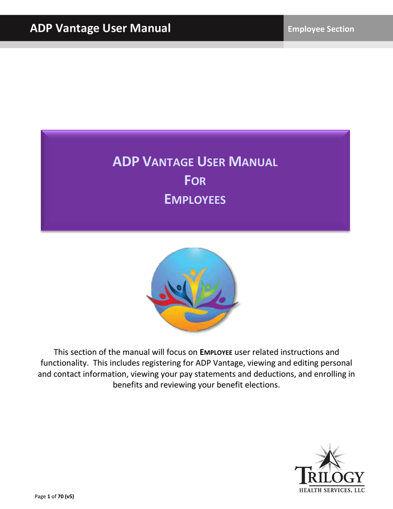 ADP Vantage User Manual | Manualzz