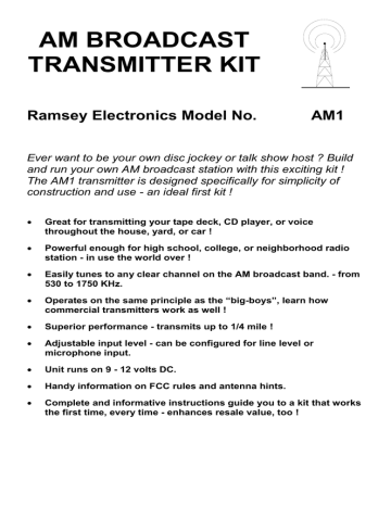 AM BROADCAST TRANSMITTER KIT | Manualzz