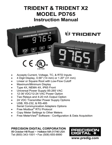PRECISION DIGITAL PD765-6R3-10 Instruction manual | Manualzz