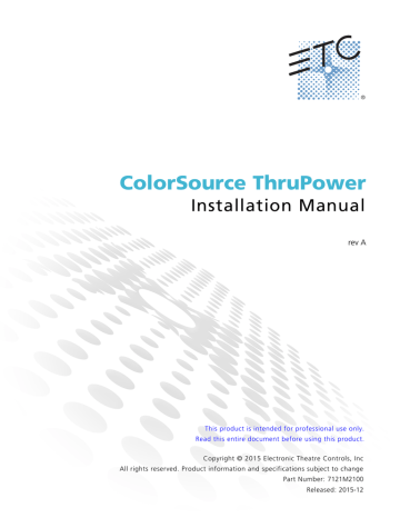 ETC ColorSource ThruPower Installation Manual | Manualzz