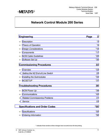 Metasys NCM 200 Series Technical Manual | Manualzz