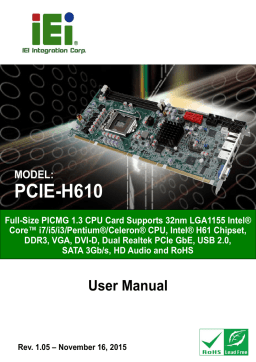 IEI Integration PCIE-H610 - User manual, Data Sheet, Quick Installation ...