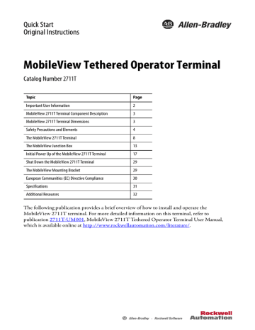 MobileView Tethered Operator Terminal 2711T Quick Start | Manualzz