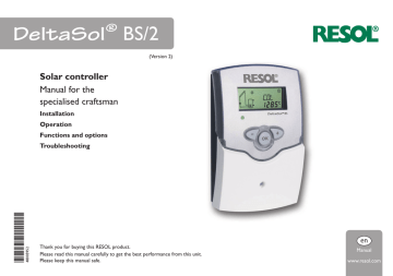RESOL Solar controller DeltaSol BS/2 Manual | Manualzz