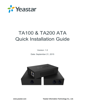 Yeastar TA100/TA200 ATA Installation guide | Manualzz