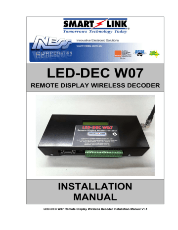 SmartLink Remote Display Wireless Decoder LED-DEC W07 Installation Manual | Manualzz