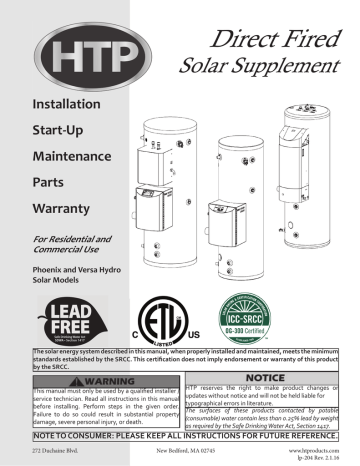 HTP Phoenix Solar Water Heater has been discontinued, please refer to ...