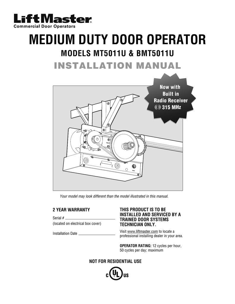 Chamberlain MT5011U Installation manual | Manualzz