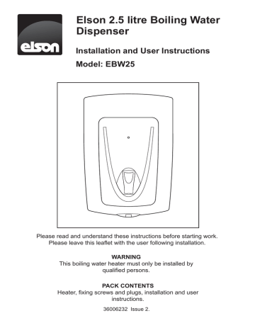 Elson EBW25 Installation And User Instructions Manual | Manualzz