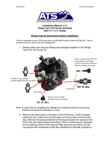 ATS Twin CP3 Pump Assembly Installation Manual | Manualzz