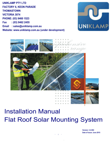 Uniklamp Flat Roof Solar Mounting System Installation Manual | Manualzz