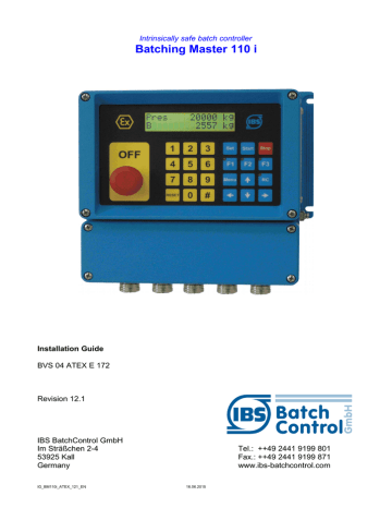 IBS BatchControl Batching Master 110 i Installation Guide | Manualzz