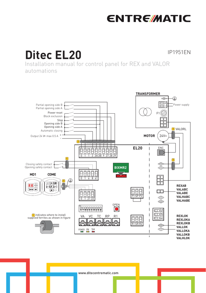 DITEC EL20 CONTROL BOARD FOR DITEC AUTOMATIC DOORS Openers & Closers ...