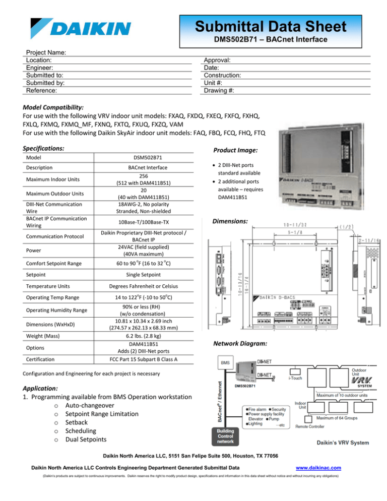 Submittal - Daikin AC | Manualzz