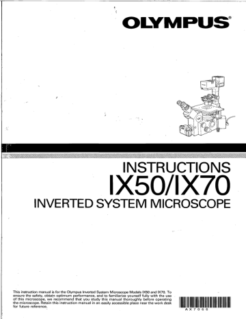 Olympus IX50/IX70 Inverted Microscope Instructions | Manualzz