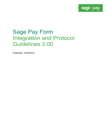 Sage Pay Form Integration and Protocol Guidelines | Manualzz