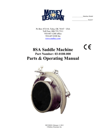 8SA Saddle Machine Parts & Operating Manual | Manualzz