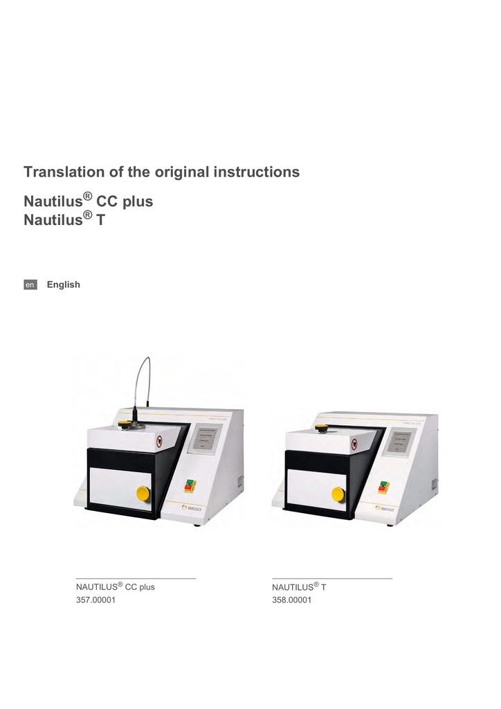 Bego Nautilus CC plus Translation Of The Original Instructions | Manualzz