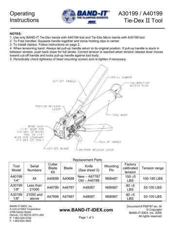 BAND-IT Tie-Dex II Tool A40199 & A30199 Operating Instructions | Manualzz