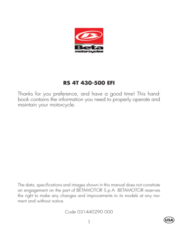 Beta RS 4T 430-500 EFI User Manual | Manualzz