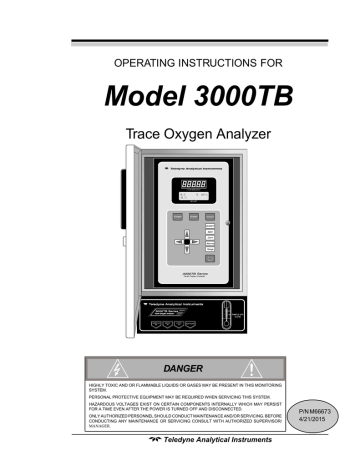 Teledyne 3000TB Bulkhead mount trace oxygen analyzer Instruction manual ...