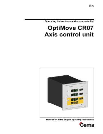 Gema OptiMove CR07 Operating instructions | Manualzz