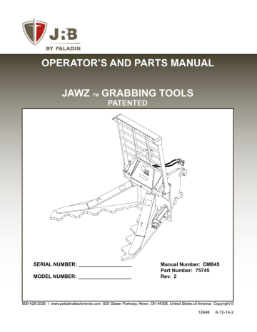 JRB Super JAWZ Grabbing Tool Operator's and Parts Manual | Manualzz