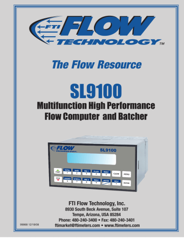 FTI Flow Technology SL9100 Flow Computer Manual | Manualzz
