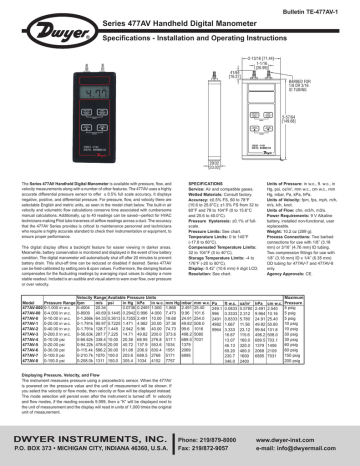 Dwyer Series 477-1T-AV Instruction manual | Manualzz