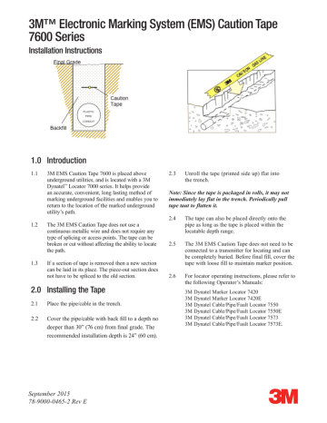 3M Electronic Marking System (EMS) Caution Tape 7605-XR-CT-Gas, 400 m ...