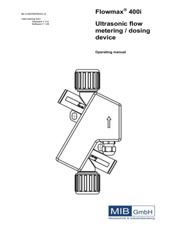 Flowmax 400i Ultrasonic Flow Meter Operating Manual | Manualzz