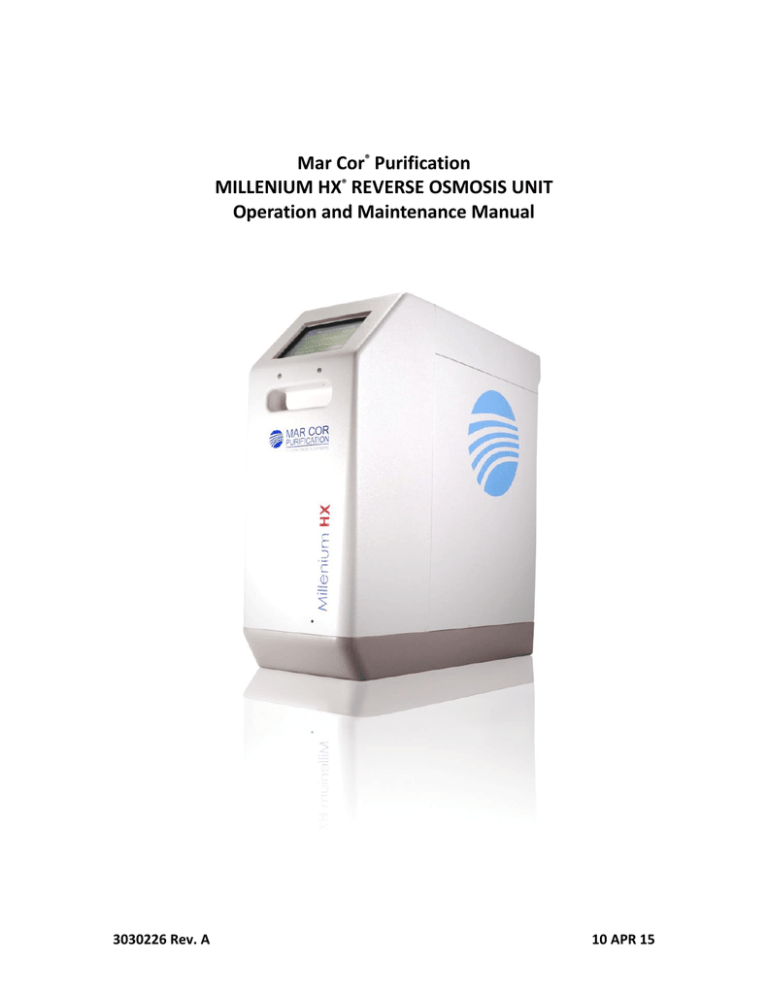 Millenium HX RO Manual | Manualzz