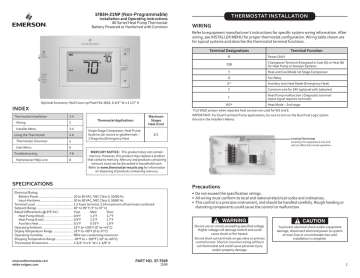 Emerson 1F83H-21NP Digital Non-Programmable Thermostat Installation and Operating Instructions ...