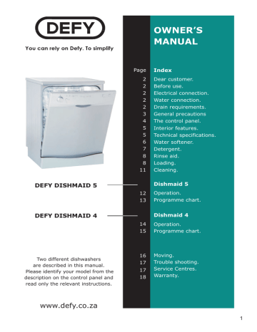 Defy Dishmaid 5 & 4 User Manual | Manualzz