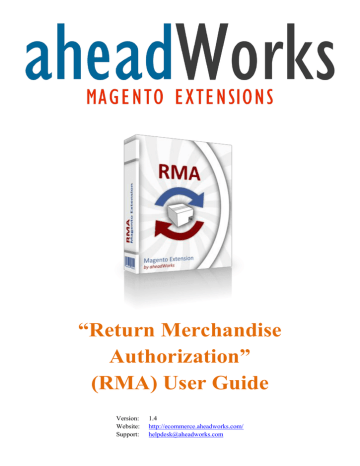 Return Merchandise Authorization RMA User Guide | Manualzz