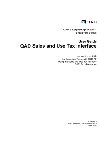QAD Sales and Use Tax Interface 5.0 User Guide | Manualzz