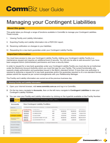 CommBiz User Guide - Contingent Liability Facility | Manualzz